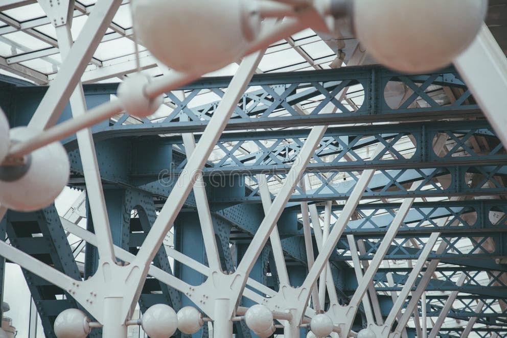 Beautiful White Geometric Bridge Inside with Nobody Stock Photo - Image ...