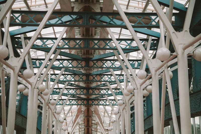 Beautiful White Geometric Bridge Inside with Nobody Stock Image - Image ...