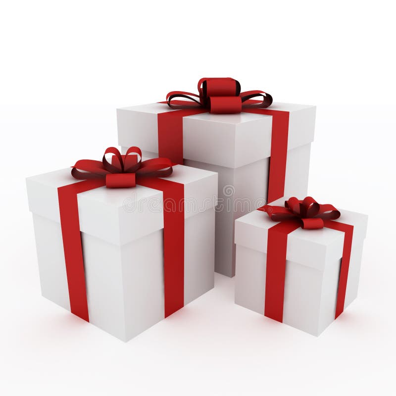 Beautiful White Gift Boxes with Red Ribbon Stock Illustration ...