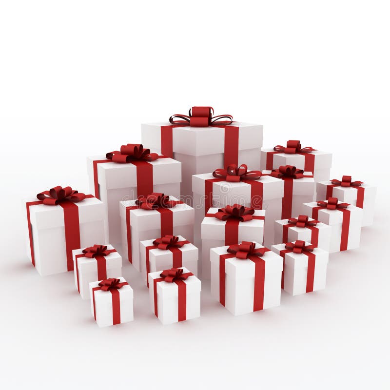 Beautiful White Gift Boxes with Red Ribbon Stock Illustration ...