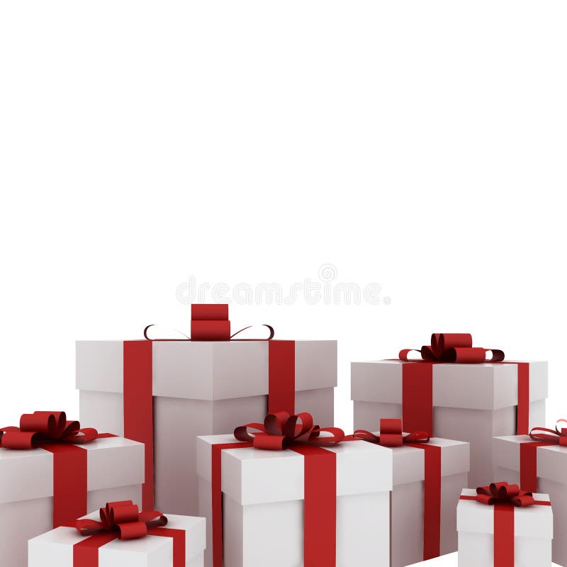 Beautiful White Gift Boxes with Red Ribbon Stock Illustration ...
