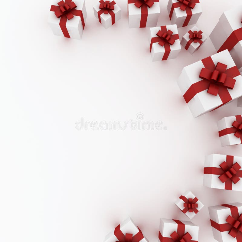 Beautiful White Gift Boxes with Red Ribbon Stock Illustration ...