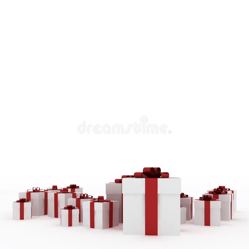 Beautiful White Gift Boxes with Red Ribbon Stock Illustration ...