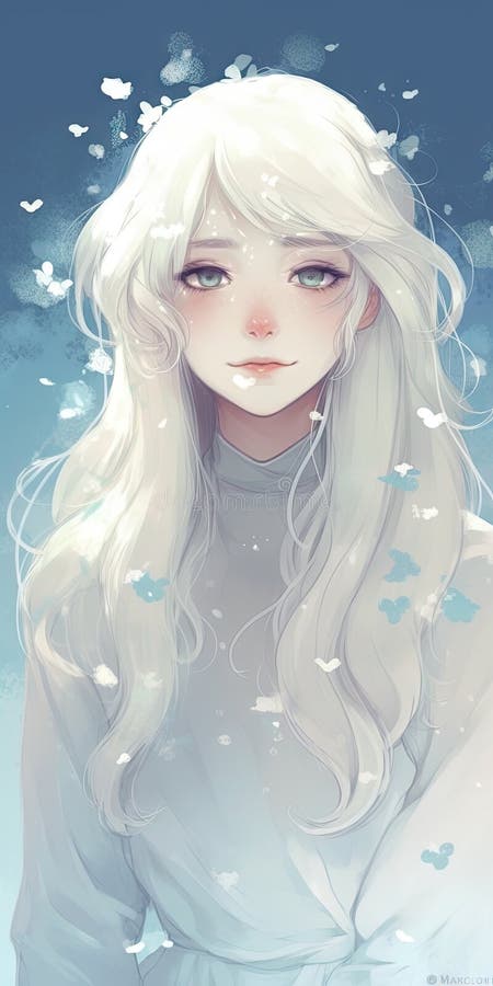 Beautiful White-Haired Woman Portrait Drawing for Creative Projects ...