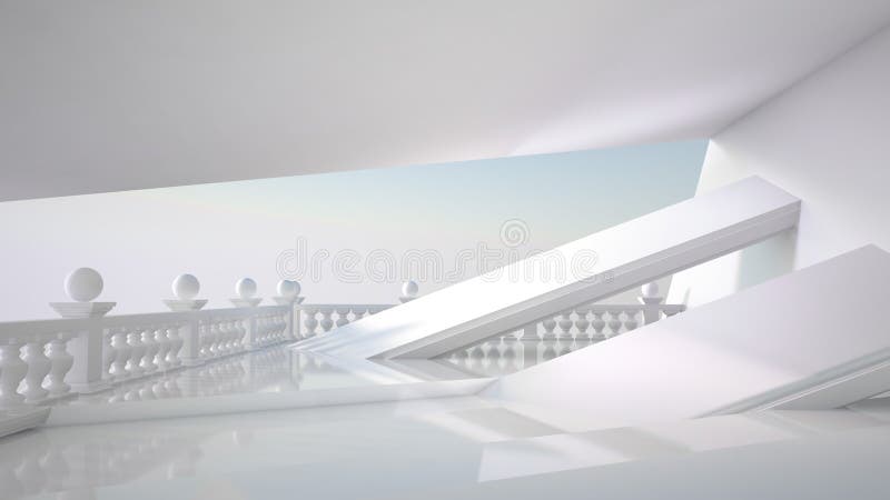 Beautiful White Interior with Room and Studio. Stock Illustration ...