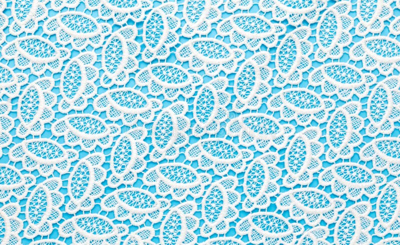 Beautiful White Lace on Light Blue Background. Stock Image - Image of ...
