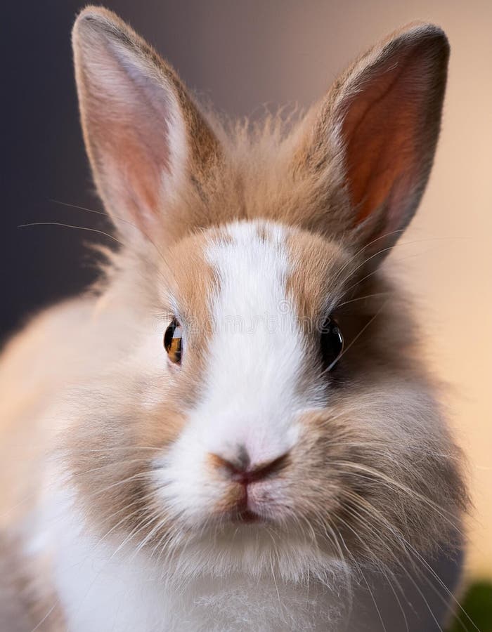 Beautiful White and Light Brown Bunny, Detail of the Face, AI Generated ...