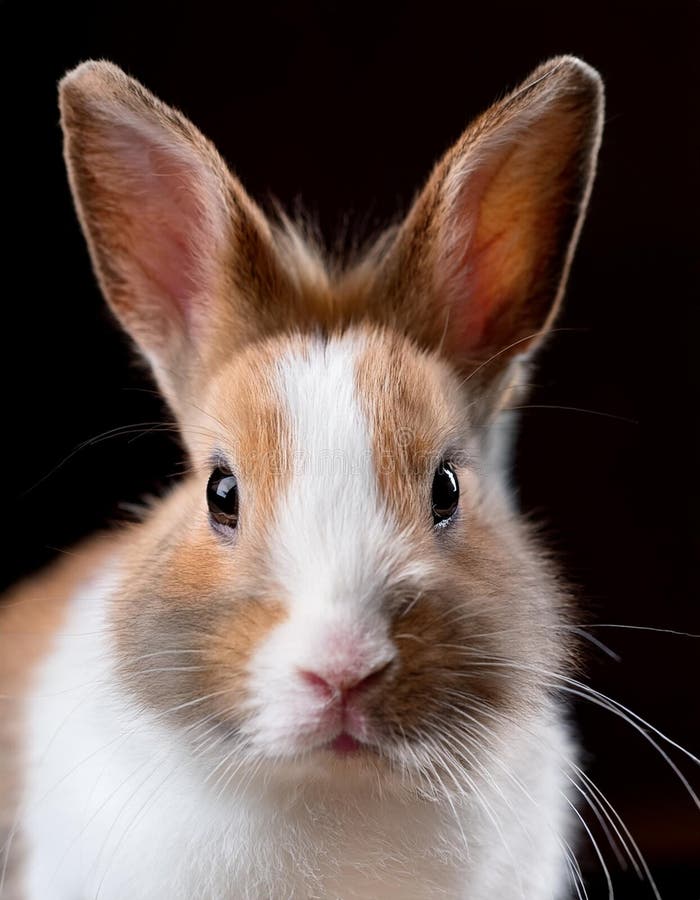 Beautiful White and Light Brown Bunny, Detail of the Face, AI Generated ...