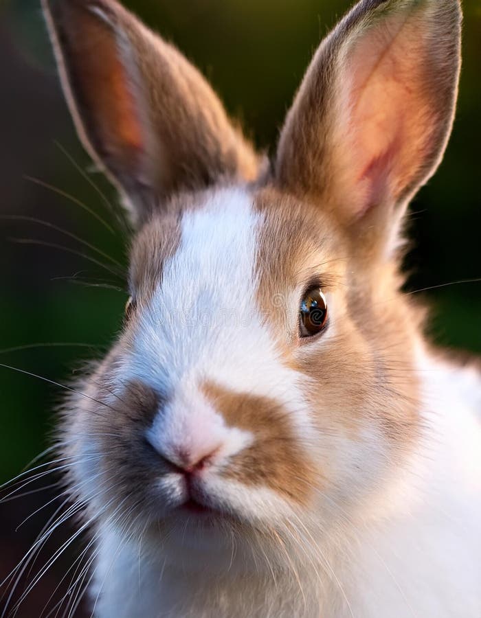 Beautiful White and Light Brown Bunny, Detail of the Face, AI Ge Stock ...