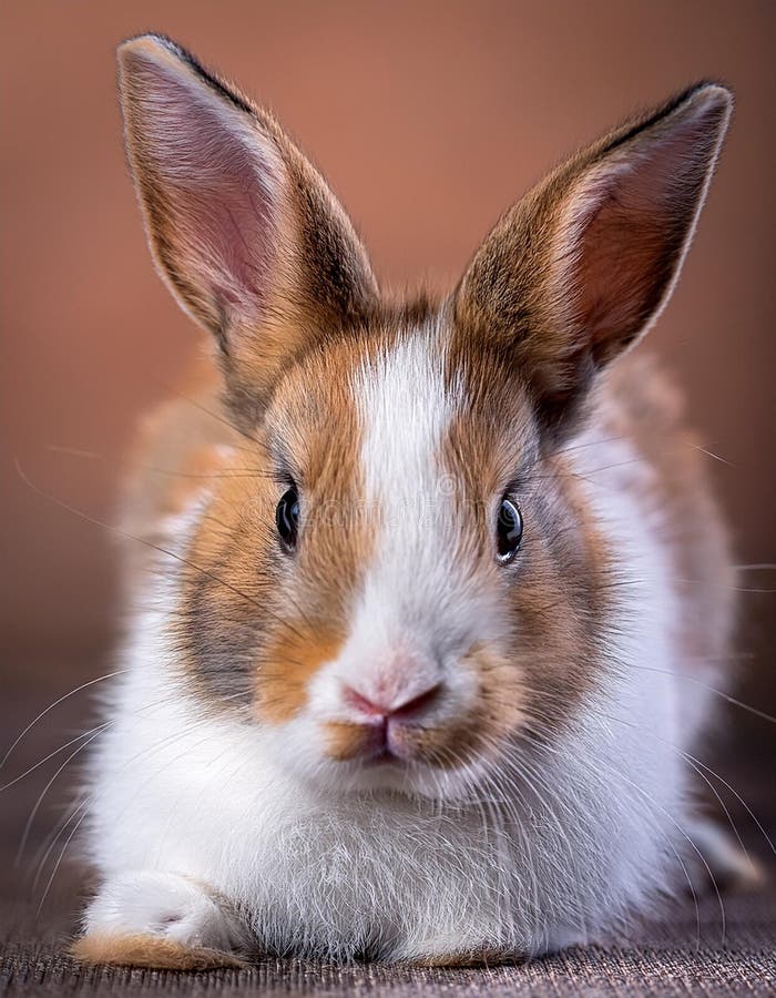 Beautiful White and Light Brown Bunny, Detail of the Face, AI Generated ...