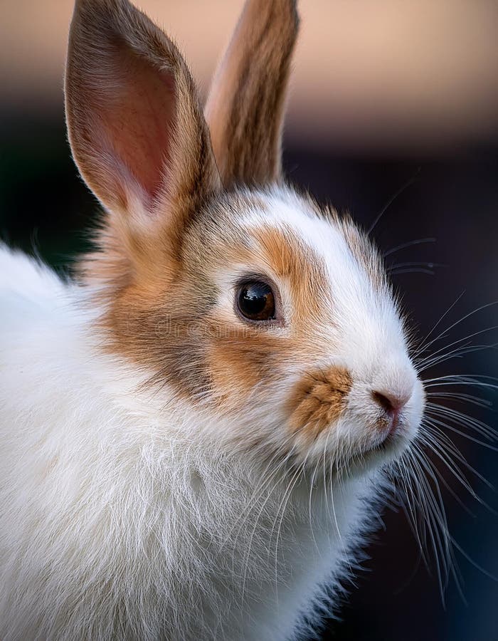 Beautiful White and Light Brown Bunny, Detail of the Face, AI Generated ...