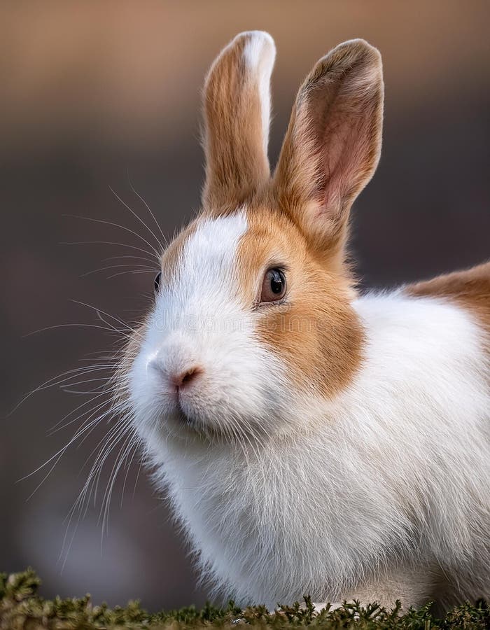 Beautiful White and Light Brown Bunny, Detail of the Face, AI Ge Stock ...