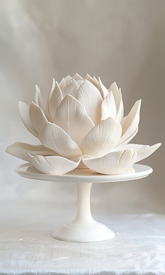 A Beautiful White Lotus Flower Shaped Cake Stock Illustration ...