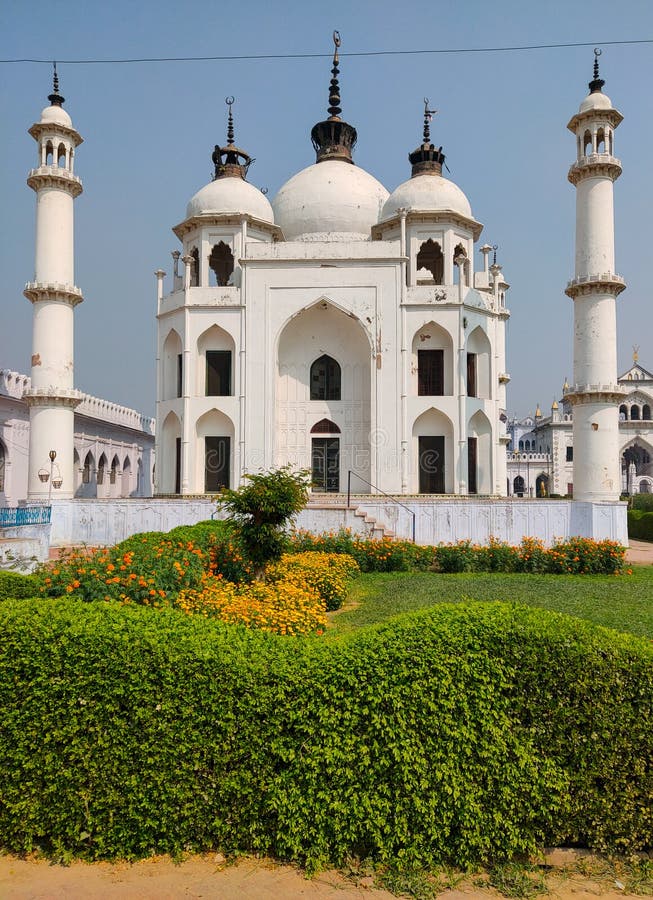 A Beautiful White Mosque at Bara Imambara in Lucknow India Stock Image ...