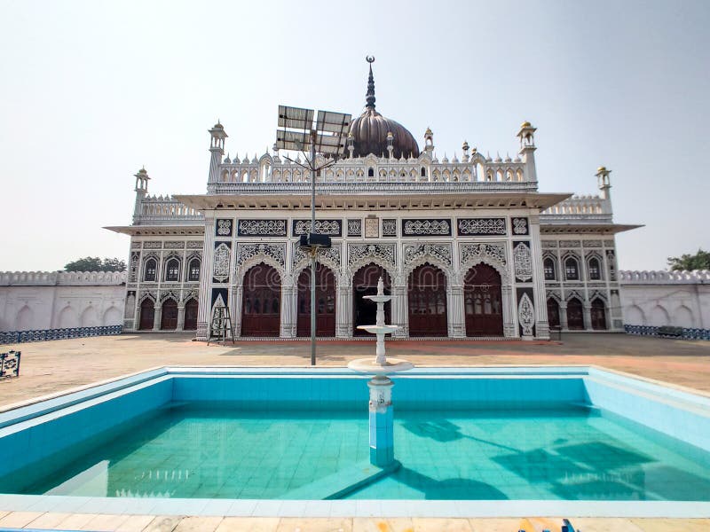 A Beautiful White Mosque at Bara Imambara in Lucknow India Stock Photo ...