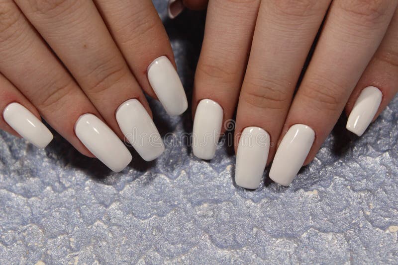 Beautiful white nails stock photo. Image of beauty, hand - 110479070