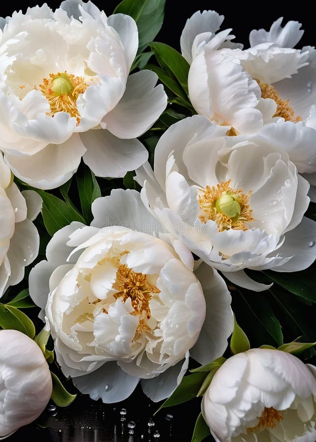 Beautiful white peonies stock illustration. Illustration of leaf ...