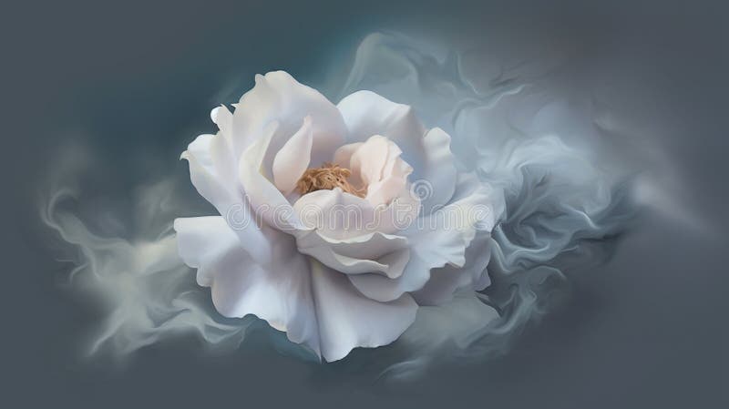 Beautiful White Rose Flower on a Dark Background with Smoke Stock ...