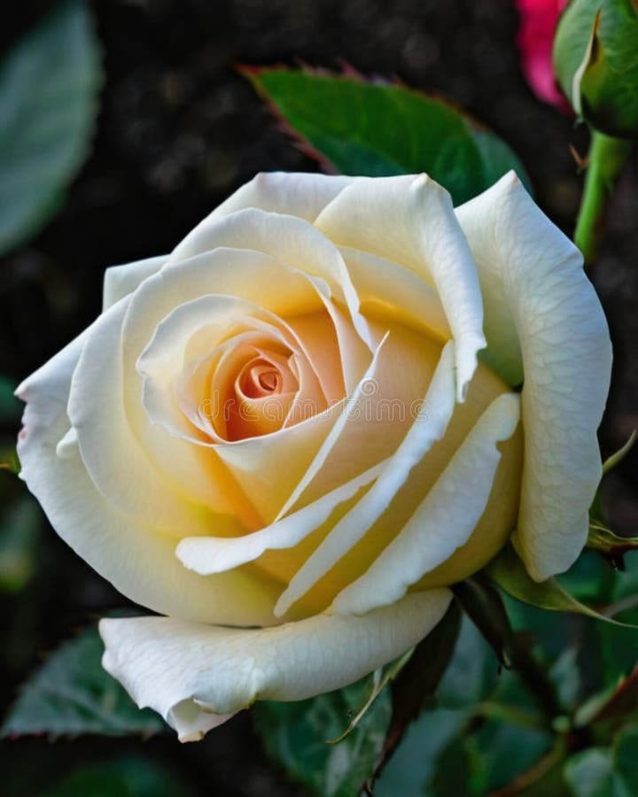A Beautiful White Rose with Yellow Shade Looks Blissfull Stock Image ...