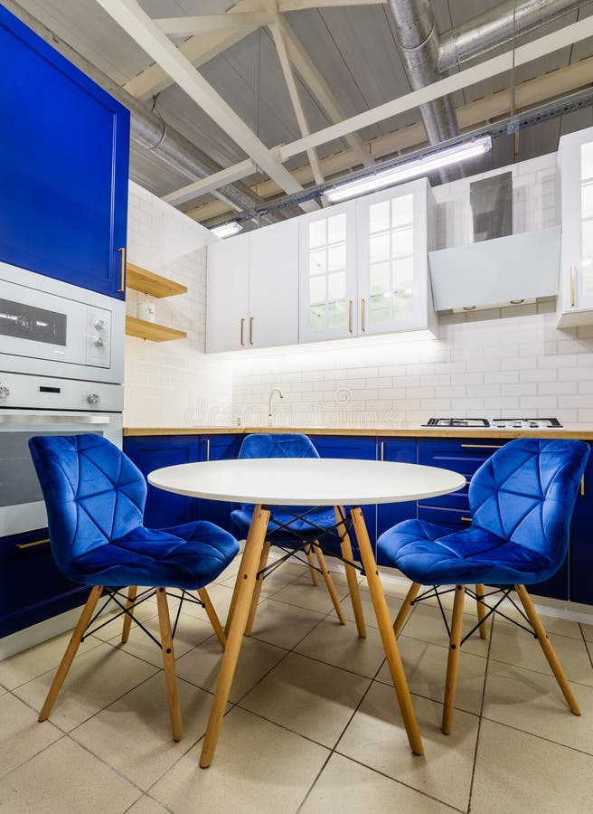 Beautiful White Round Table in the Kitchen. Kitchen Interior for Home ...