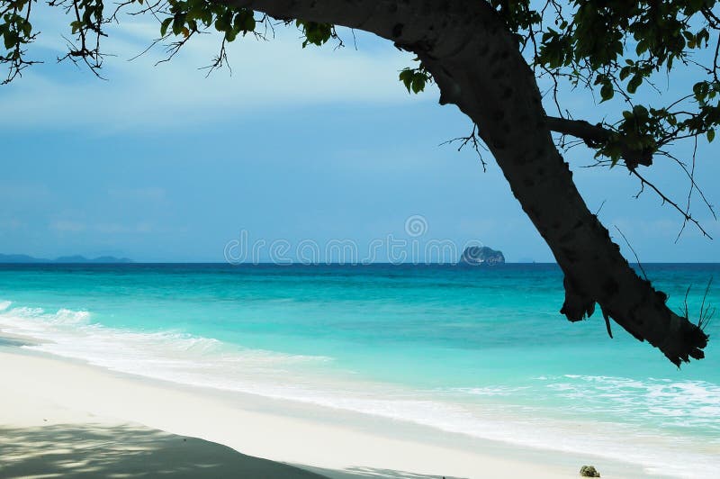 The Beautiful White Sand Beach Stock Photo - Image of horizon ...