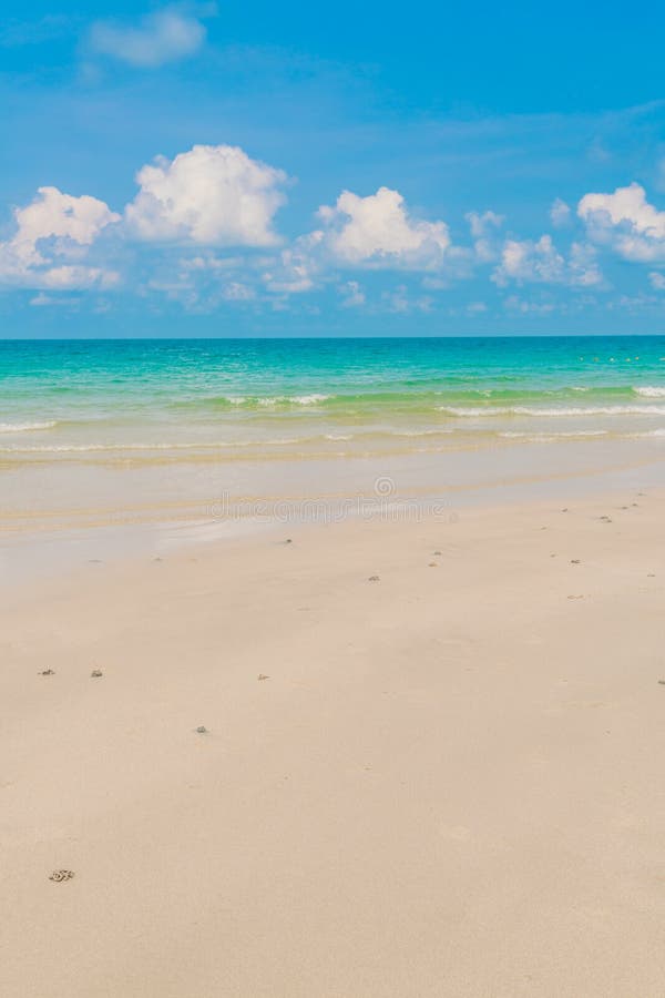 .Beautiful White Sand Beach with Blue Sea and Sky Stock Photo - Image ...