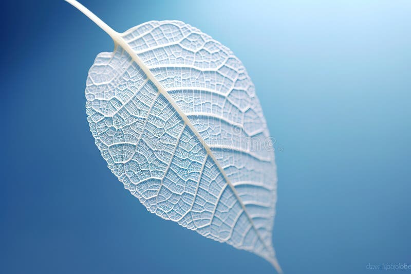Beautiful White Skeletonized Leaf on Light Blue Back.illustration Stock ...