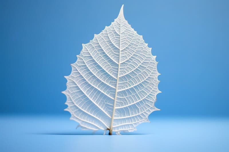 Beautiful White Skeletonized Leaf on Light Blue Back.illustration Stock ...