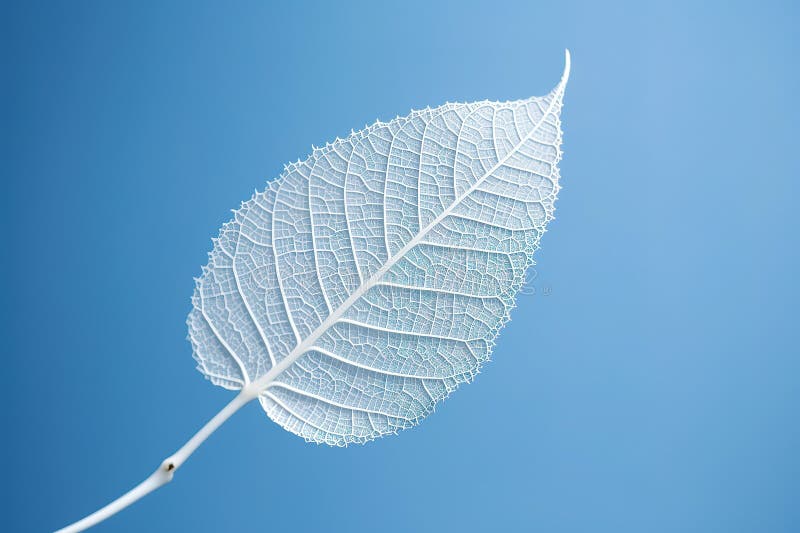Beautiful White Skeletonized Leaf on Light Blue Back.illustration Stock ...