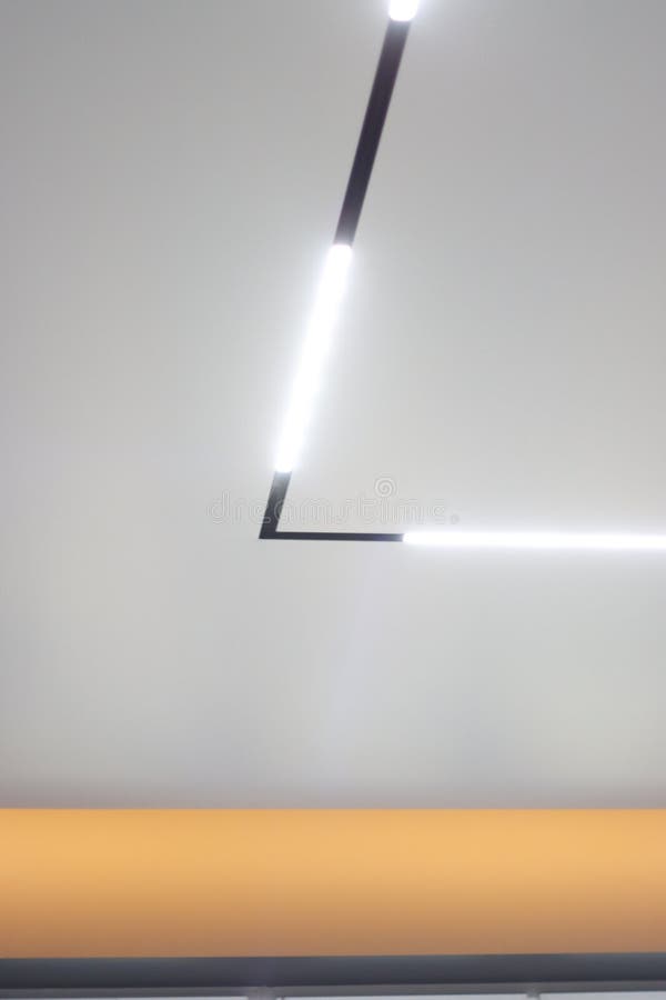 Beautiful White Stretch Ceilings with Lighting Stock Photo - Image of ...