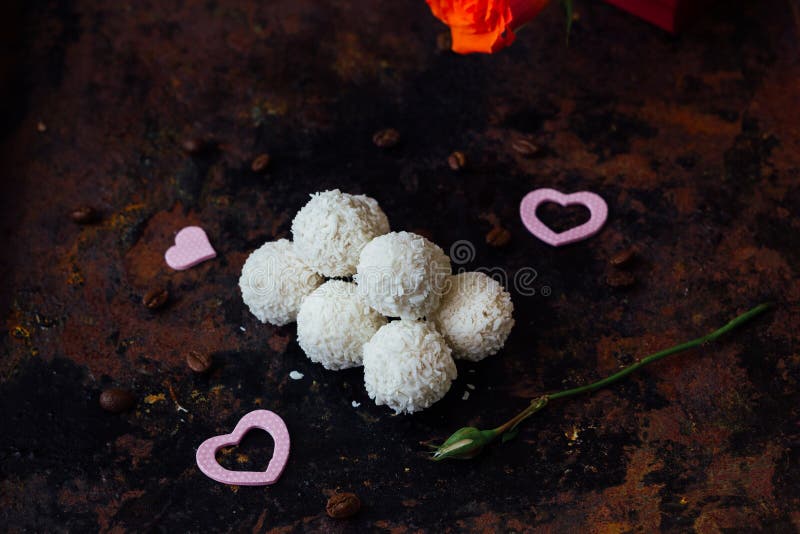 Beautiful White Sweets - Concept of Romantic Dessert. Stock Image ...
