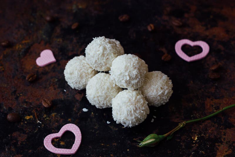 Beautiful White Sweets - Concept of Romantic Dessert. Stock Photo ...