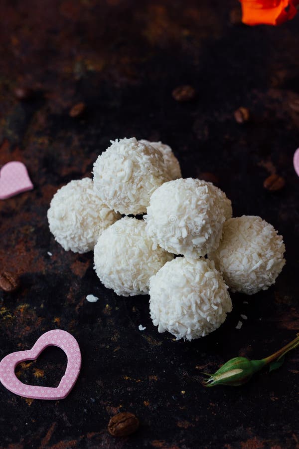 Beautiful White Sweets - Concept of Romantic Dessert. Stock Photo ...