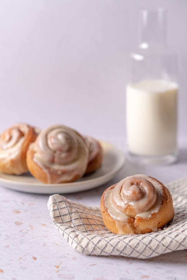 Beautiful Vertical Composition of Freshly Baked Cinnamon Rolls and a ...