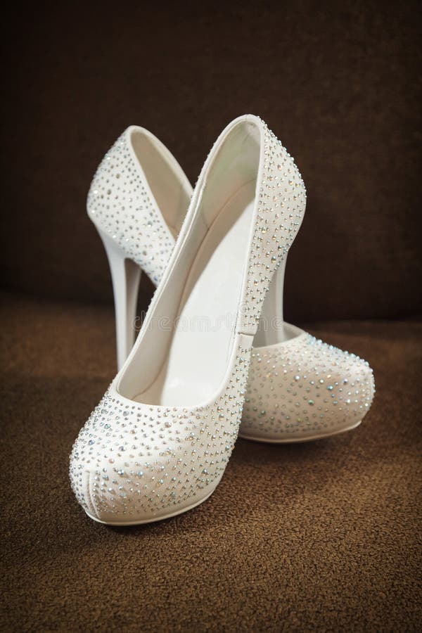 Beautiful White Wedding Shoes for the Bride Stock Image - Image of ...