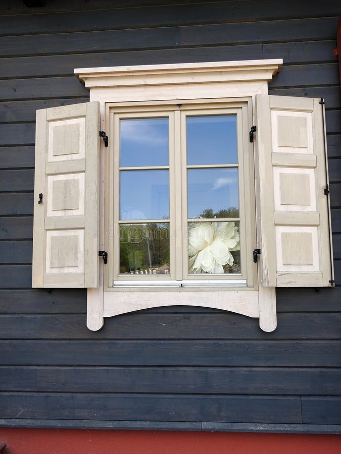 Beautiful White Window and Black Wall , Lithuania Stock Image - Image ...
