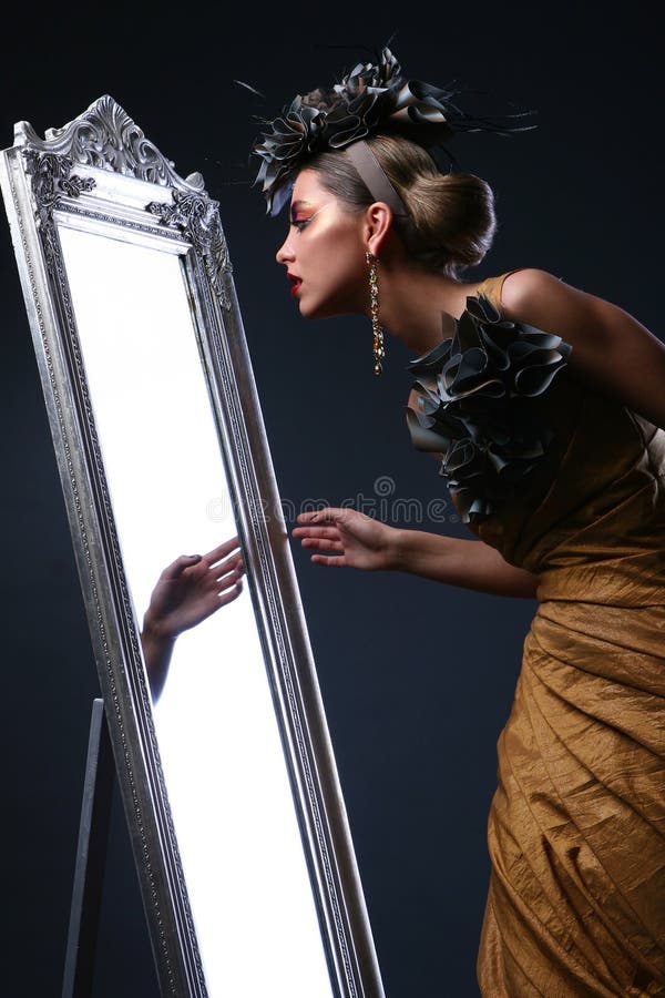 Beautiful White Woman in Diva Image Stock Image - Image of black ...