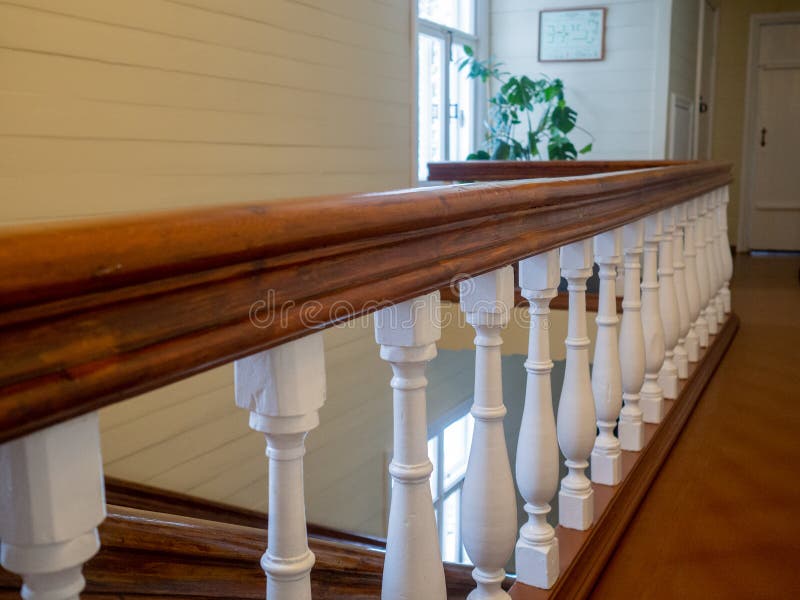 Beautiful White Wooden Railing in the House. Stock Photo - Image of ...
