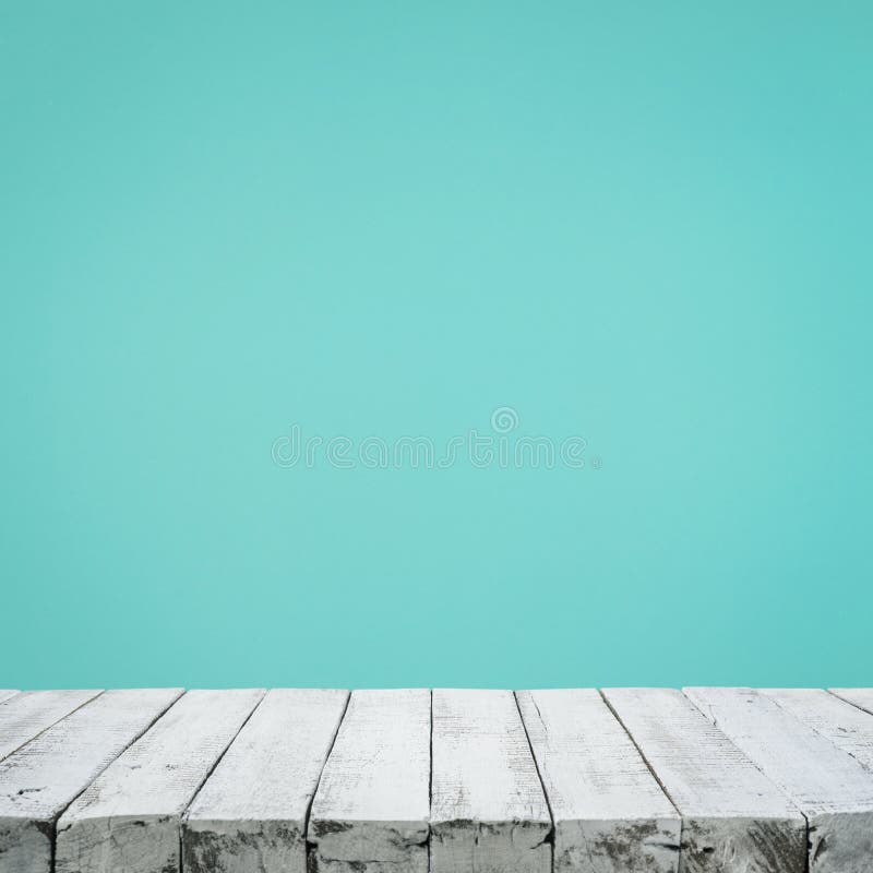 Beautiful White Wooden Texture Table on Blue Background Stock Image ...