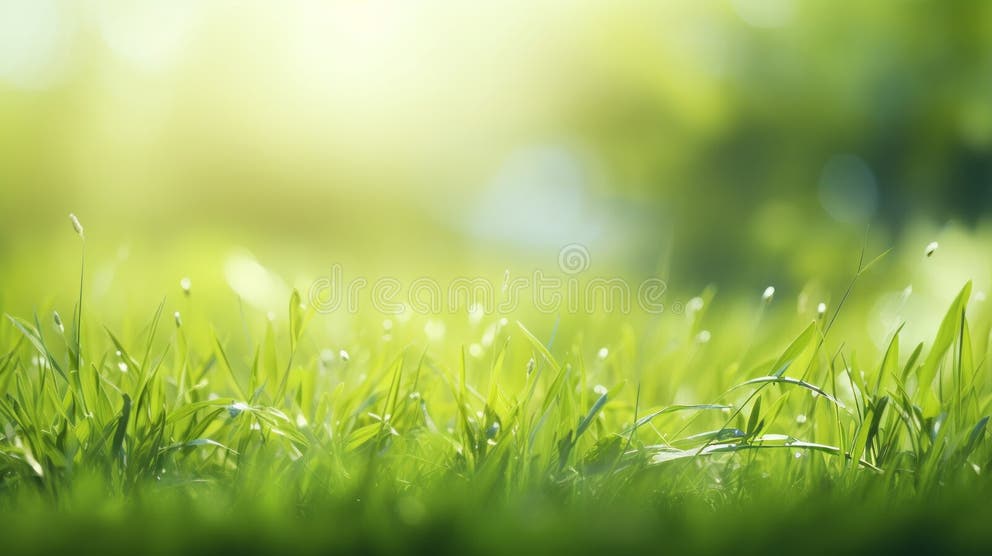 Beautiful Wide Format Image of a Pristine Forest Lawn with Fresh Grass ...