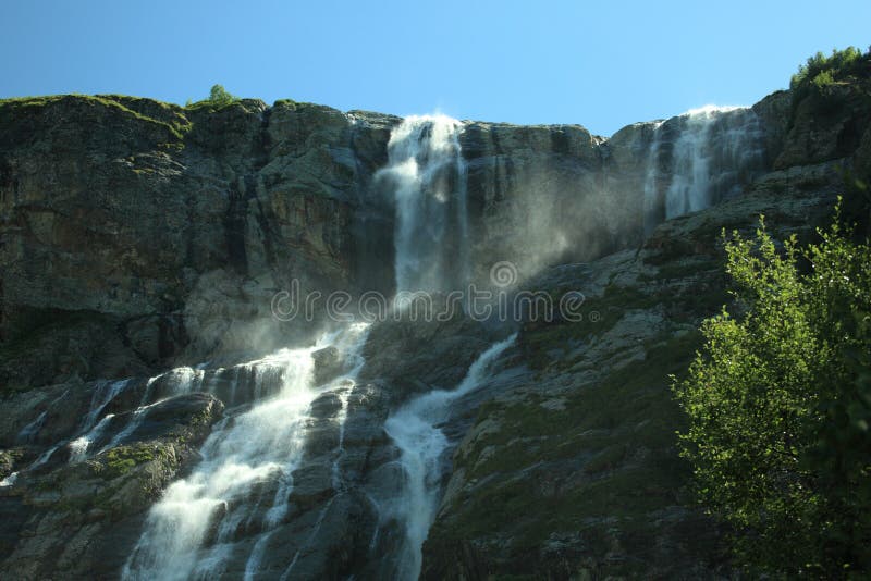 Beautiful Wide Mountain Waterfall Stock Image - Image of rock, wind ...