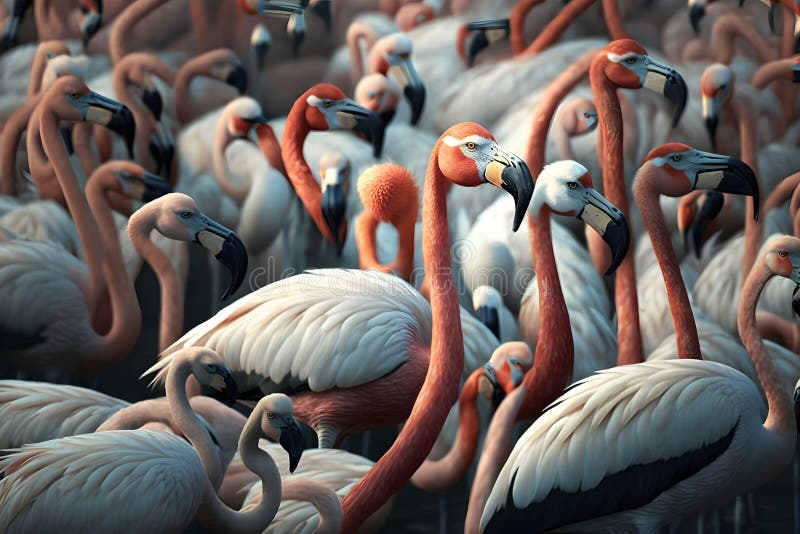 Beautiful and Wild - Flamingos. Neural Network AI Generated Stock ...
