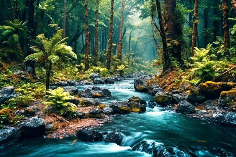 Beautiful Wildlife View of Exotic River. Generative AI Stock ...