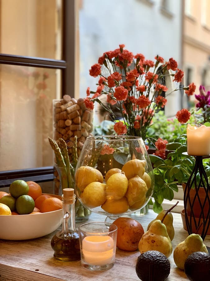 Beautiful Window Sill Decorated with Flowers Stock Photo - Image of ...