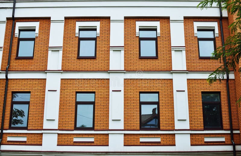 Beautiful Windows of a Building with Brickwork Stock Photo - Image of ...