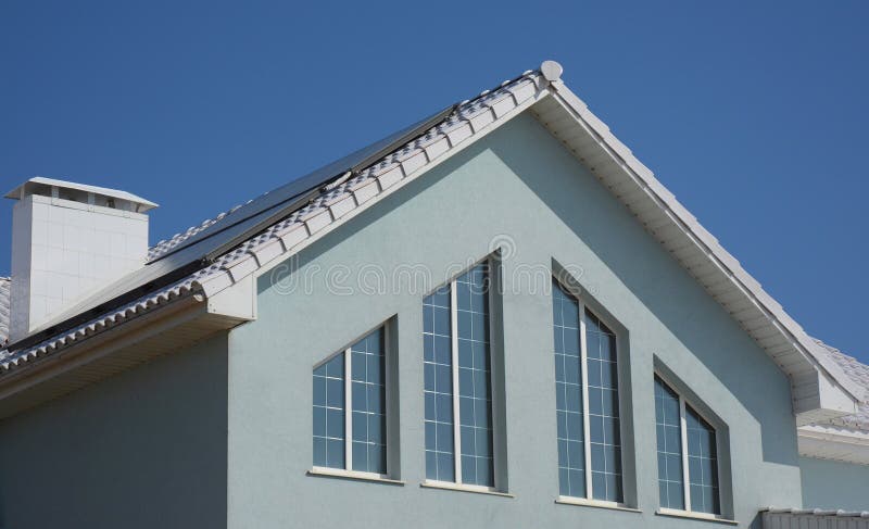 Beautiful Windows of the Facade of the House with Soffit, White Roof ...