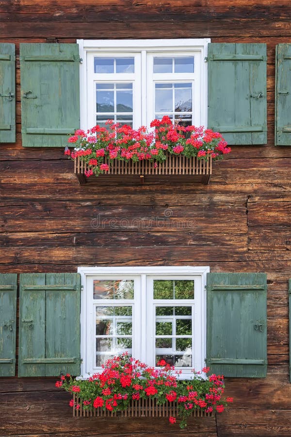 Colorful Decoration on the Windows. Rural Window Frame Stock Photo ...
