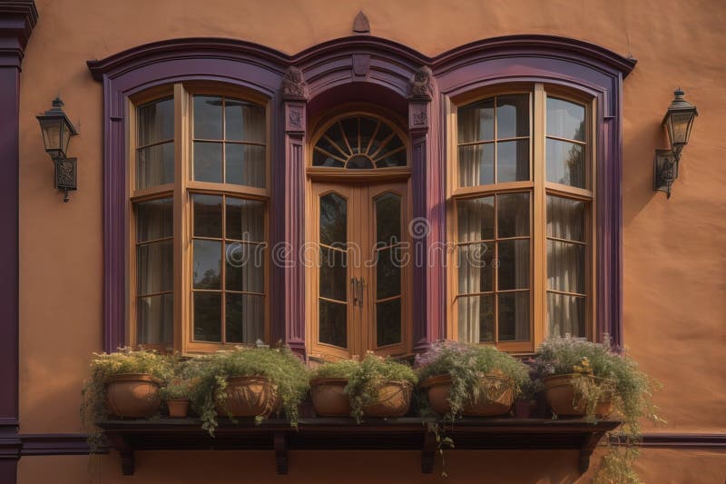 Beautiful Windows in the Old Town. Generative Ai Stock Illustration ...