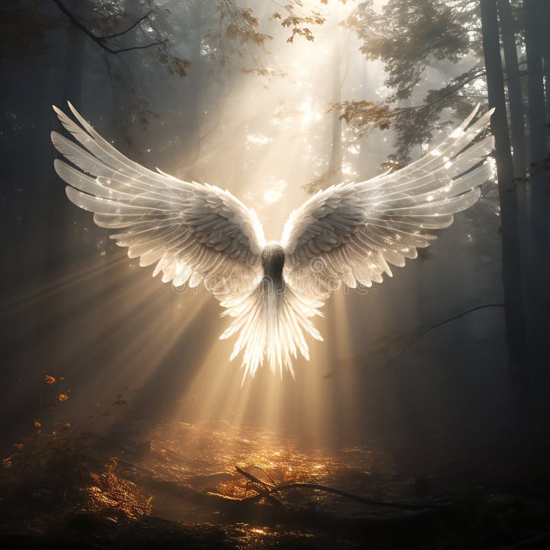Beautiful Wings in Light Forest 2 Stock Illustration - Illustration of ...