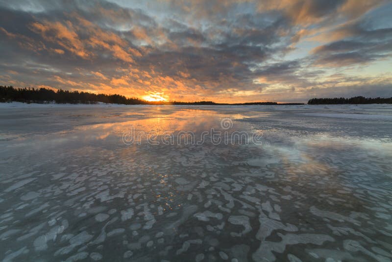 Beautiful Winter Evening on the River. Stock Image - Image of scenic ...